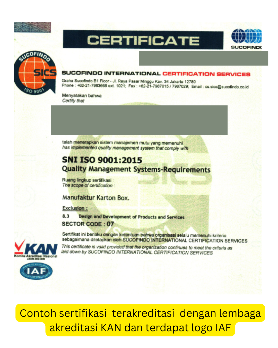 Informasi Estimasi Biaya Sertifikasi ISO 9001 - MIFA